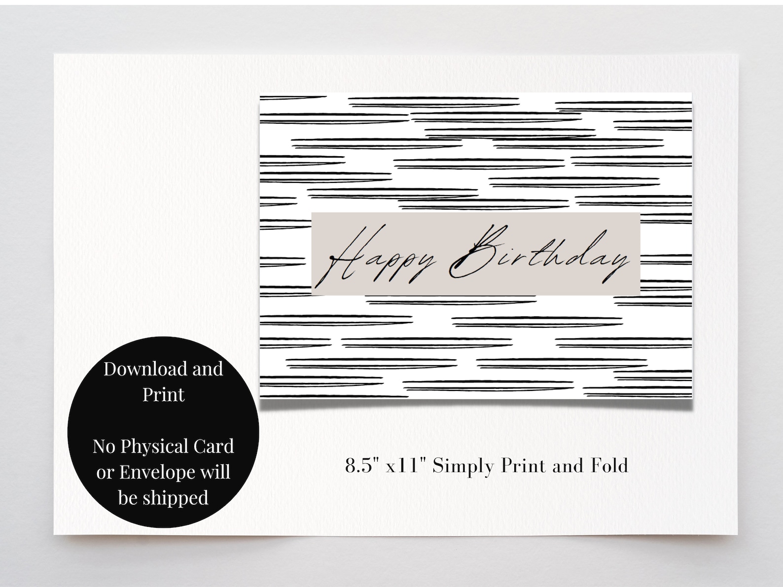 Printable Neutral Happy Birthday Card, Digital Greeting Card, Instant ...