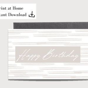 Printable Neutral Happy Birthday Card, Digital Greeting Card, Instant ...