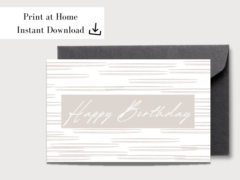 Printable Neutral Happy Birthday Card, Digital Greeting Card, Instant ...