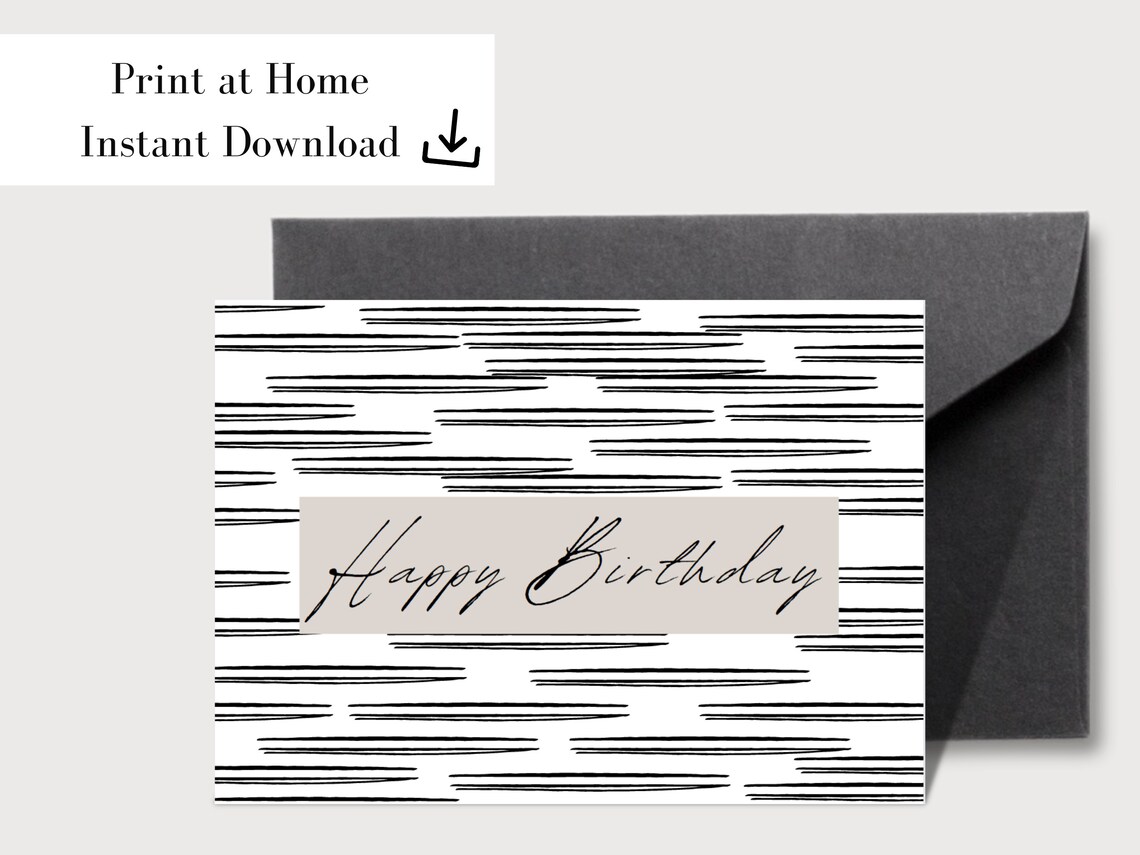 Printable Neutral Happy Birthday Card, Digital Greeting Card, Instant ...