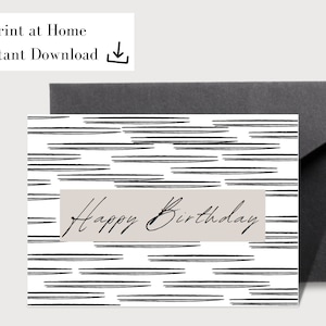Printable Neutral Happy Birthday Card, Digital Greeting Card, Instant ...