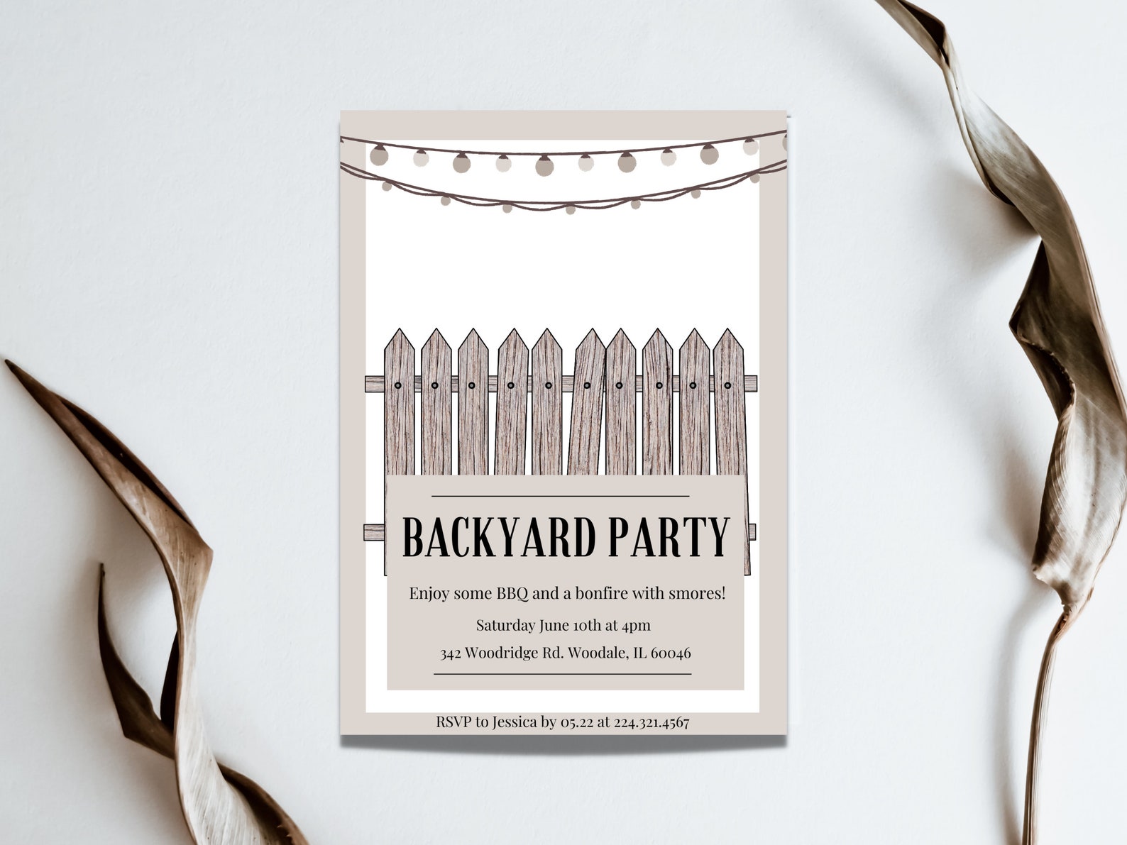 Backyard Party Invite Template | Backyard Party Invitation | Backyard ...