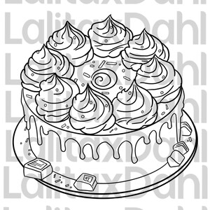 Food Coloring Pages: Pizza, Burger, Cupcake, Donut, Cake (digital ...