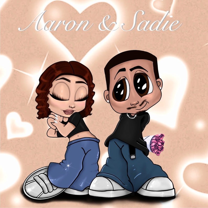 Customized Chicano Couple Drawing Y2k Custom 90s Couples Etsy
