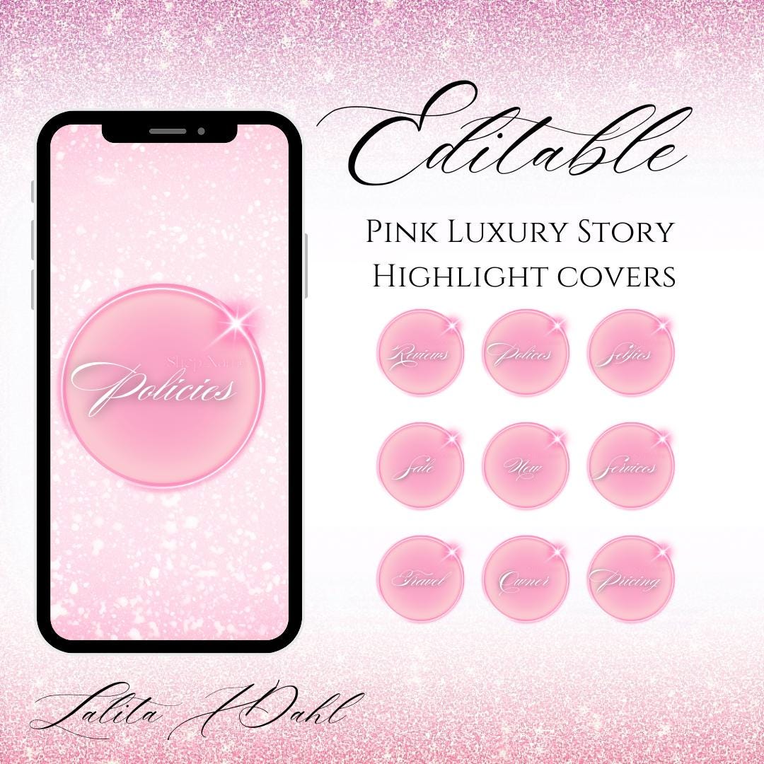 Luxurious Pink Editable Story Highlight Covers| Pink Highlight Covers ...