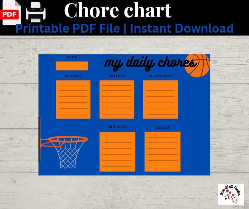 Editable Chore Chart ,canva, Chore Responsibility Chart, Instant ...