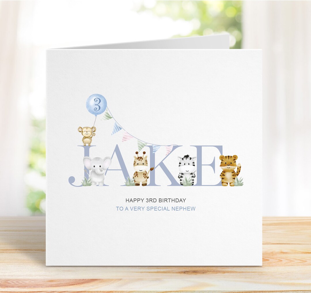 Third Birthday Card, Personalised Boy's 3rd Birthday Card, Card for Son ...