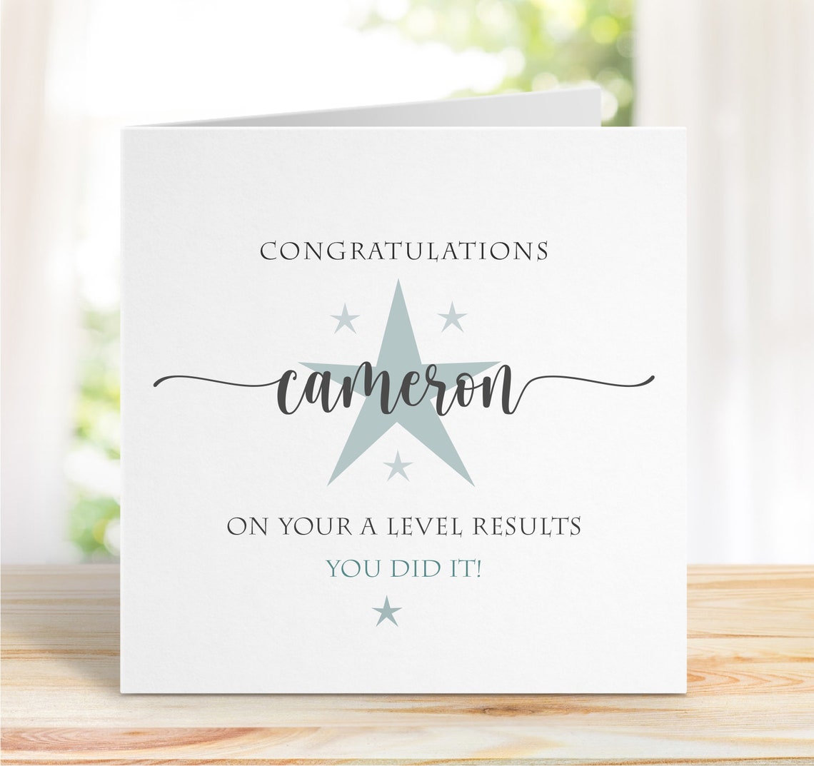 Personalised Exam Congratulations Card, A Levels Results Card, GCSE ...