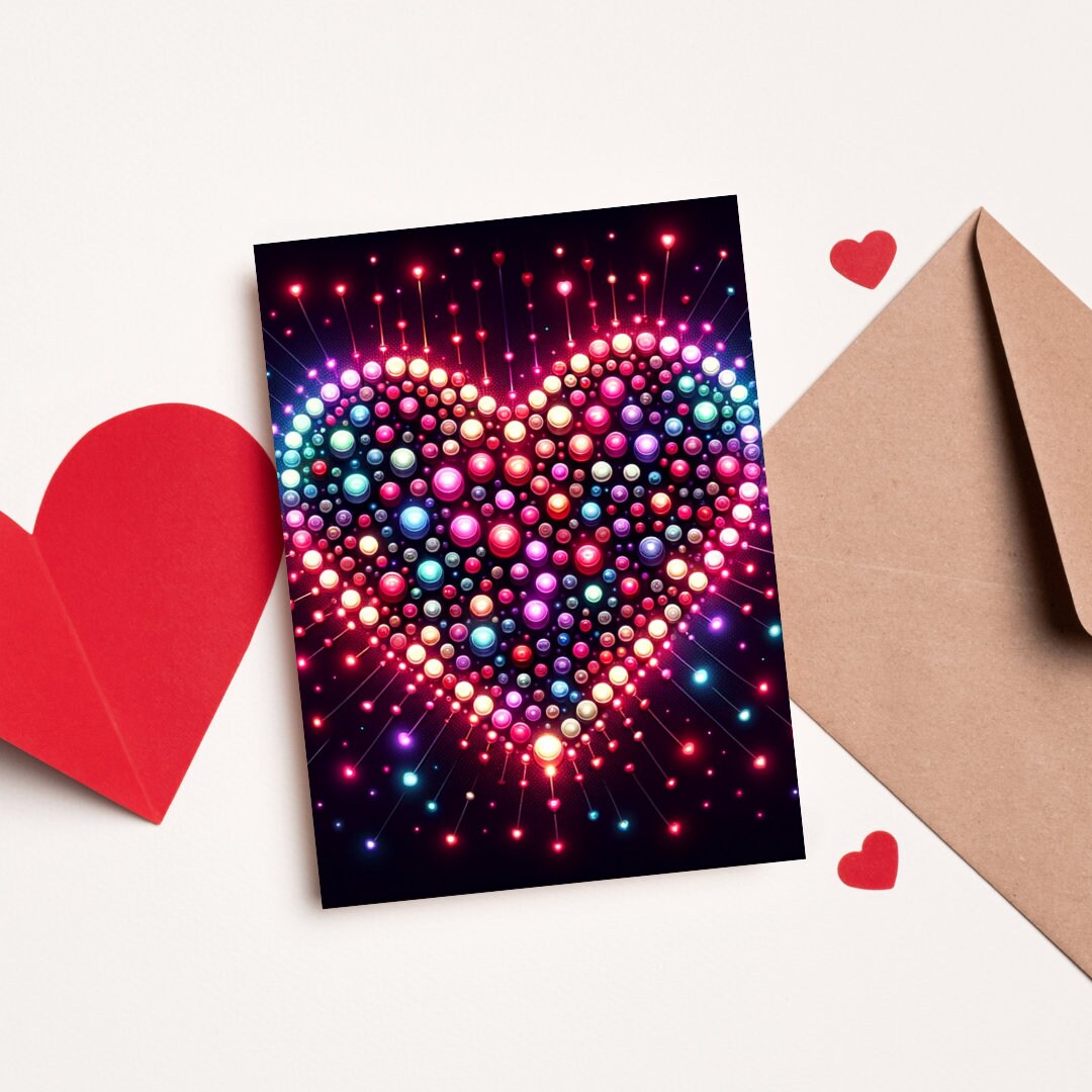Neon Brite Lite Heart Valentine's Card Led-lights Design, Romantic Card ...