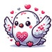 Turtle Dove Cartoon Digital Illustration Cute Valentine's Day Dove ...