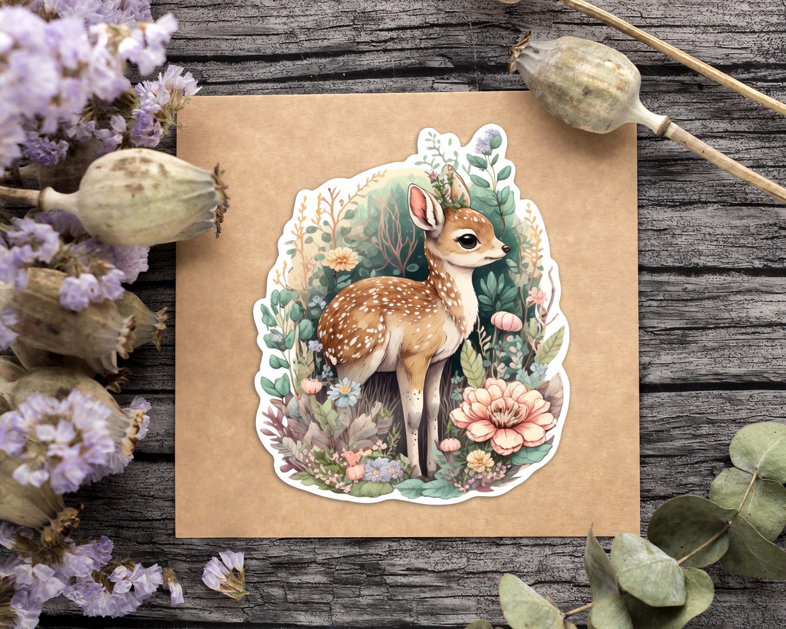 Adorable Woodland Fawn Matte Gloss and Vinyl Sticker for - Etsy