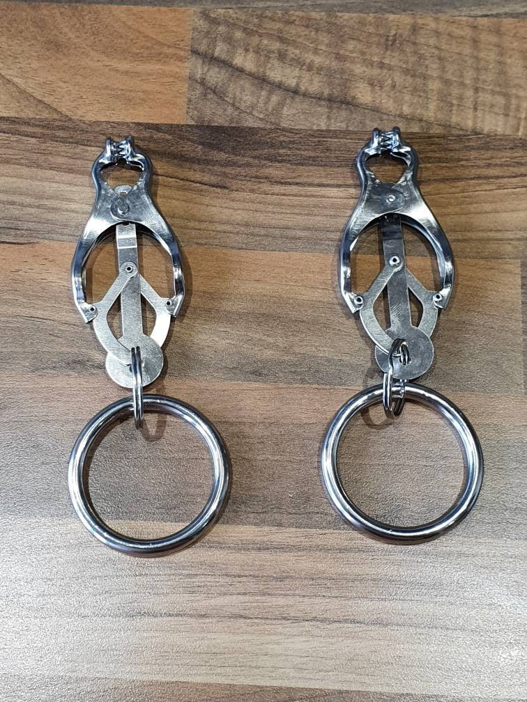 Spiked Clover Nipple Clamps With Rings (pair) *bdsm Pain Fetish Torture ...