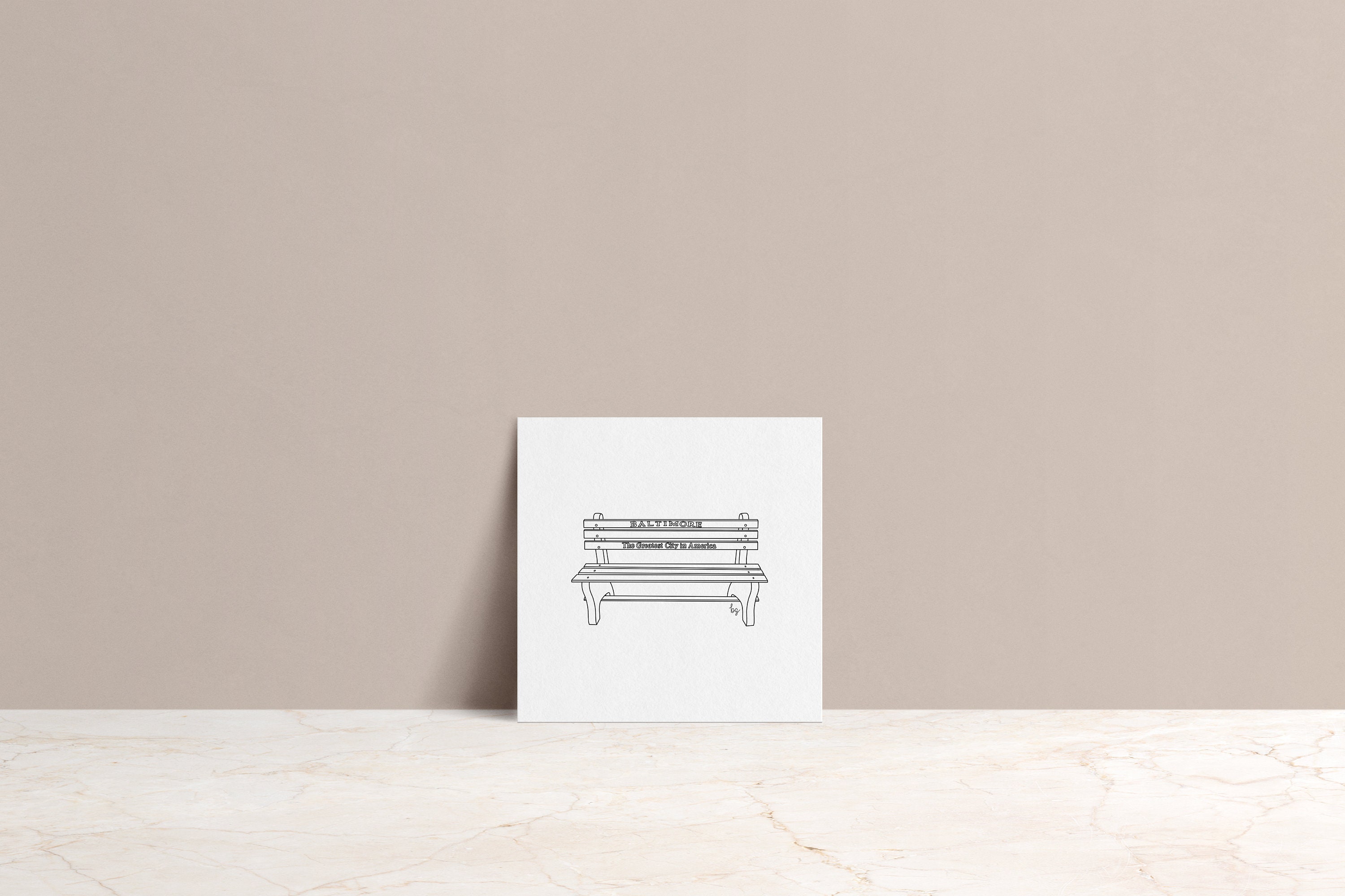 Baltimore Park Bench Line Wall Art Physical Prints 8x8 - Etsy