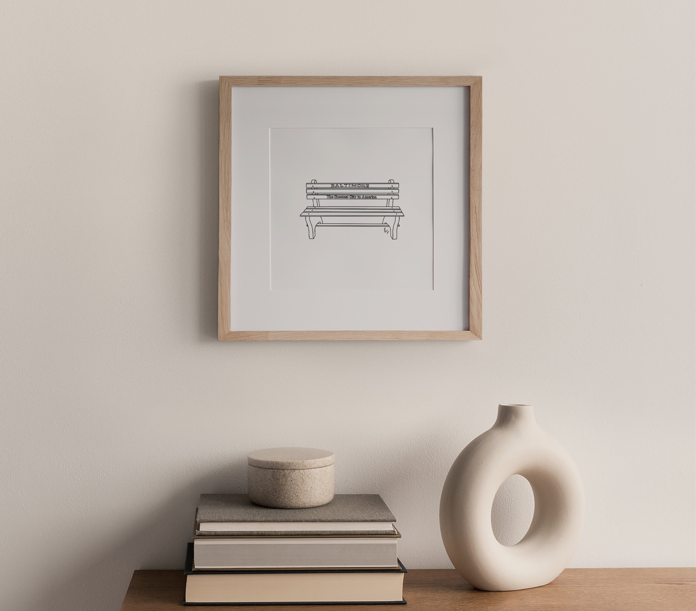 Baltimore Park Bench Line Wall Art Physical Prints 8x8 - Etsy