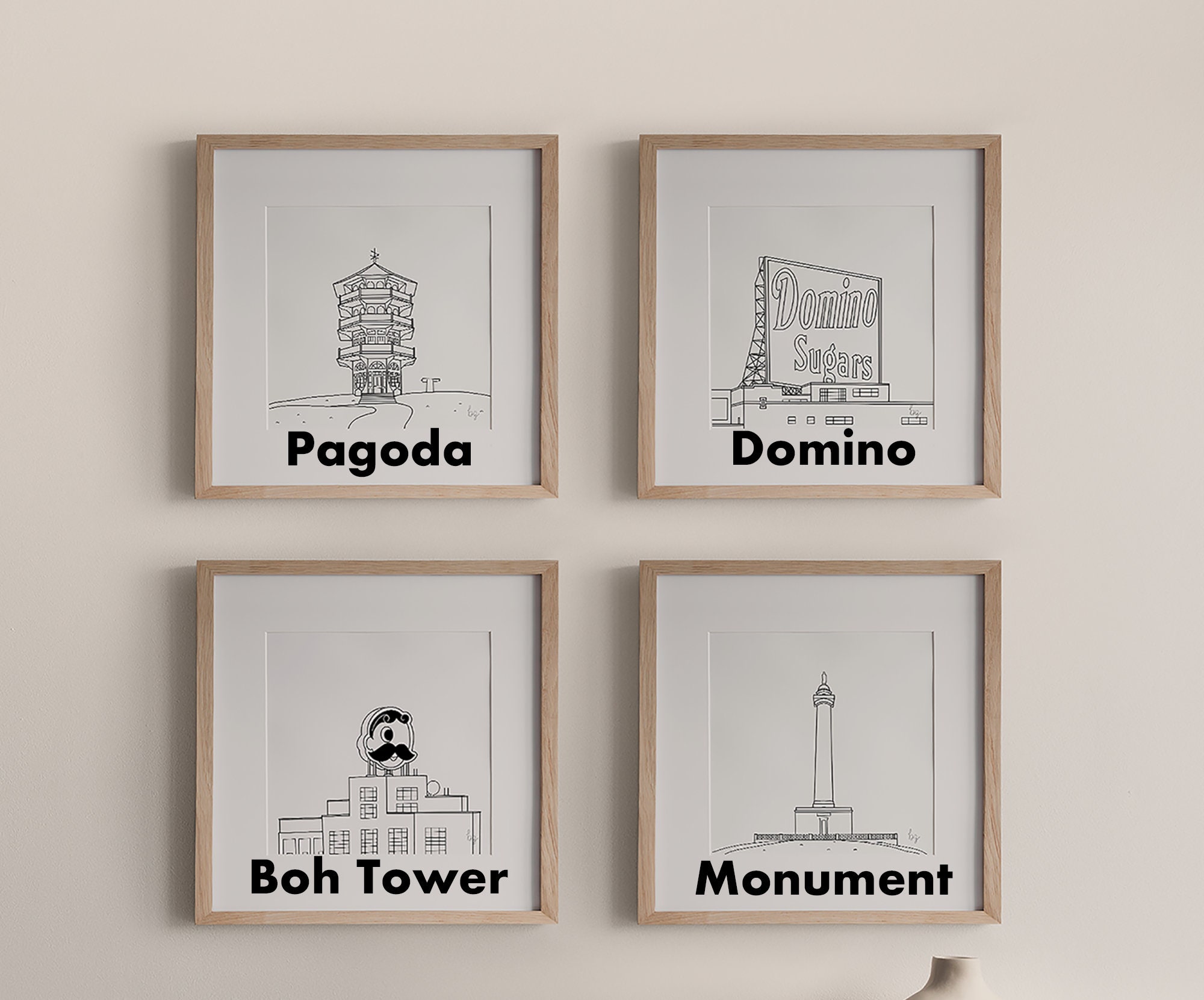 Baltimore Landmarks Line Wall Art DIGITAL Prints Set of Four - Etsy