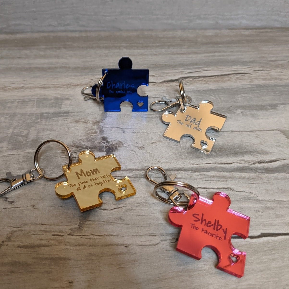 Personalized Mirrored Family Puzzle Keychains - Etsy