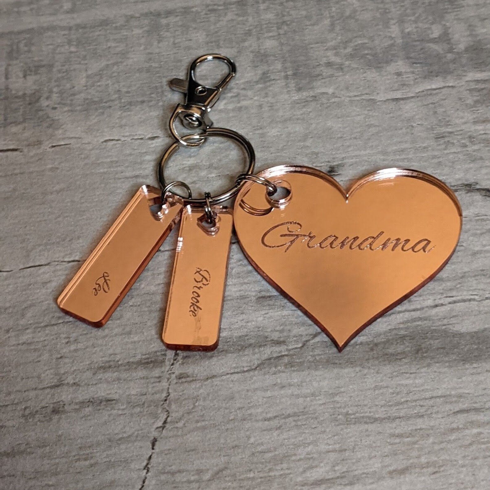 Personalized Heart Mirror Keychain Mom/grandma - Etsy