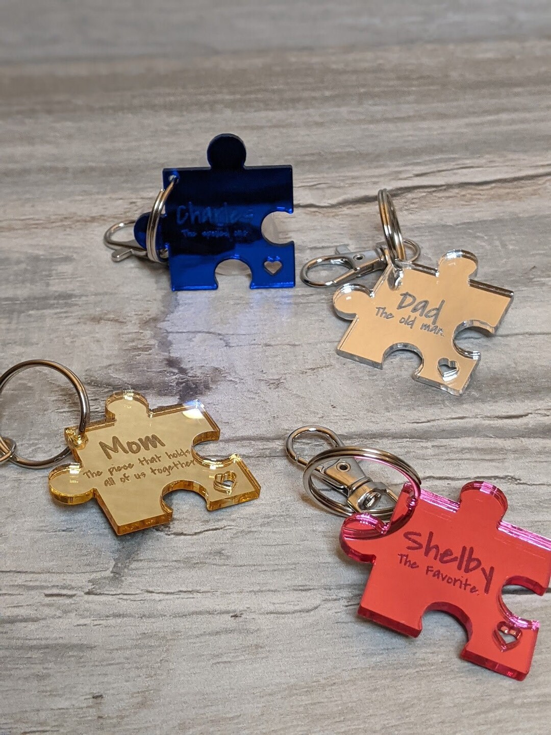 Personalized Mirrored Family Puzzle Keychains - Etsy