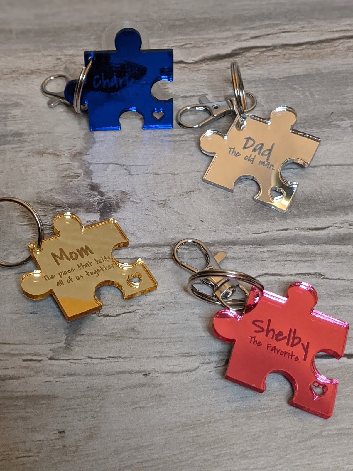 Personalized Mirrored Family Puzzle Keychains - Etsy