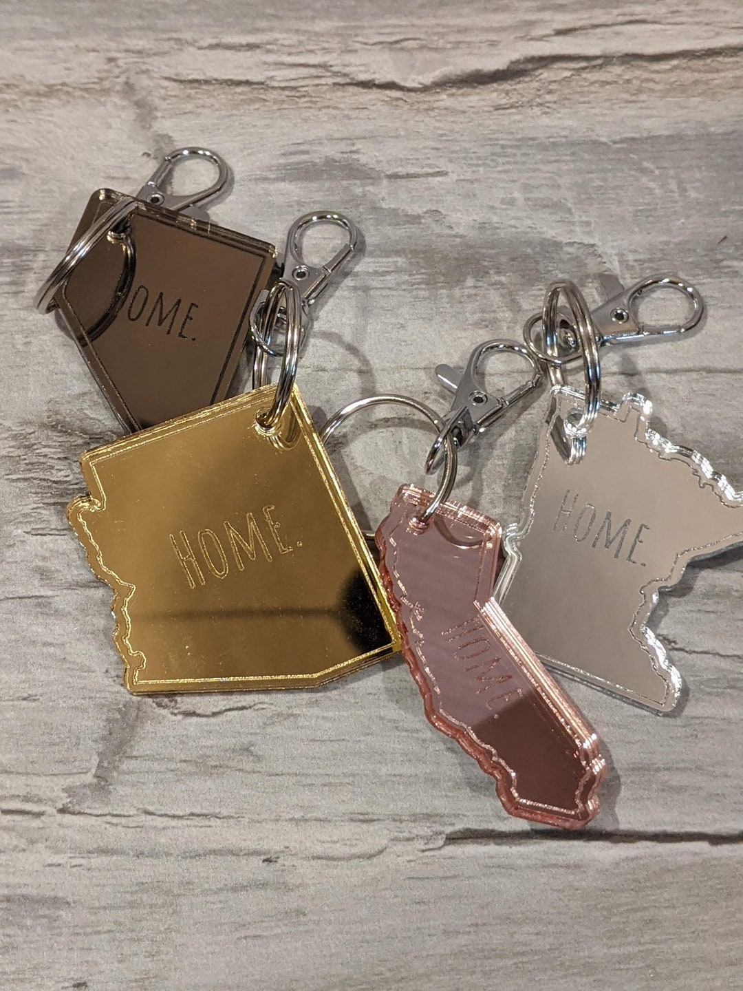 Personalized State Mirrored Keychain - Etsy