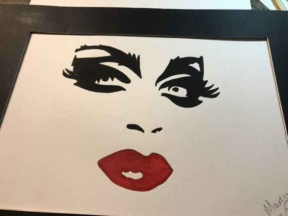 Hand Drwn / Painted Drag Face .......A4 Art Mounted and Framed | Etsy