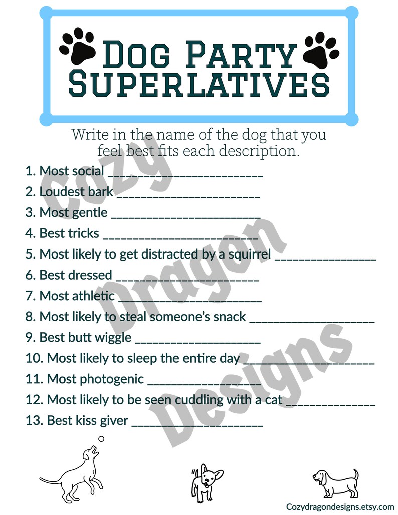 Dog Party Game Bundle Printable Party Supplies Dog Birthday - Etsy
