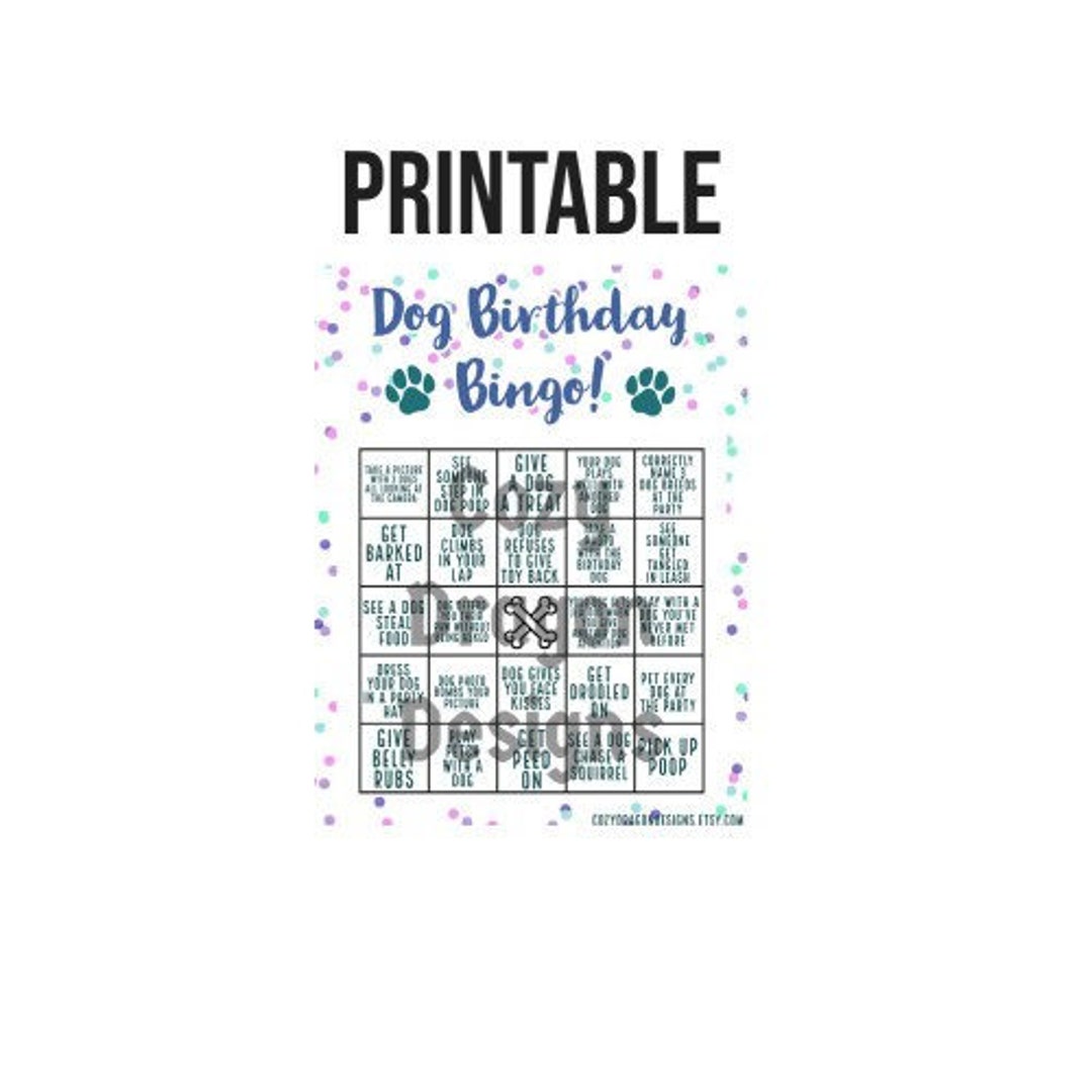 Dog Bingo Printable, Dog Party Games, Dog Party Activity, Pet Birthday ...