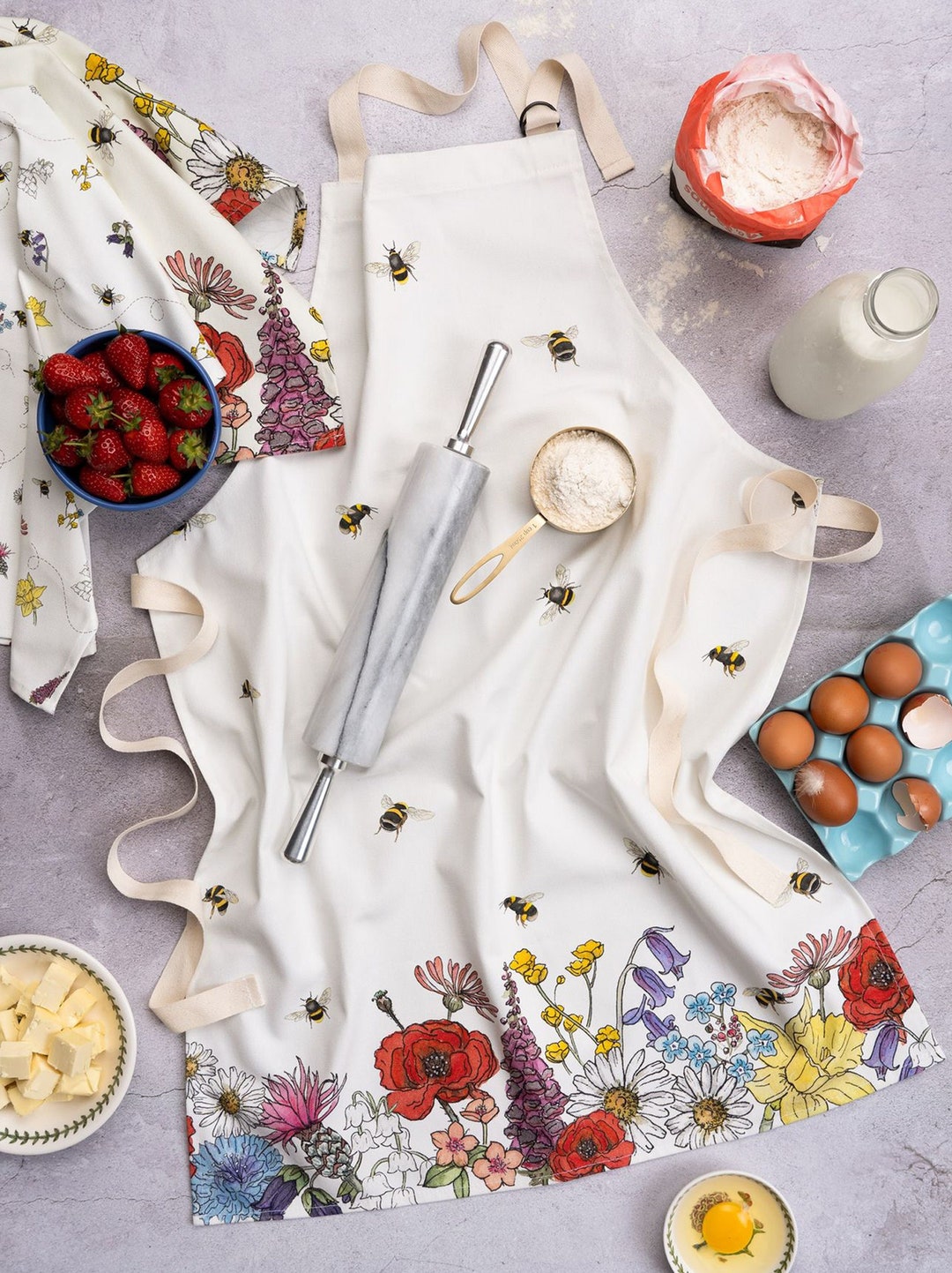 Organic Cotton Wildflower Kitchen Apron for Cooking - Etsy