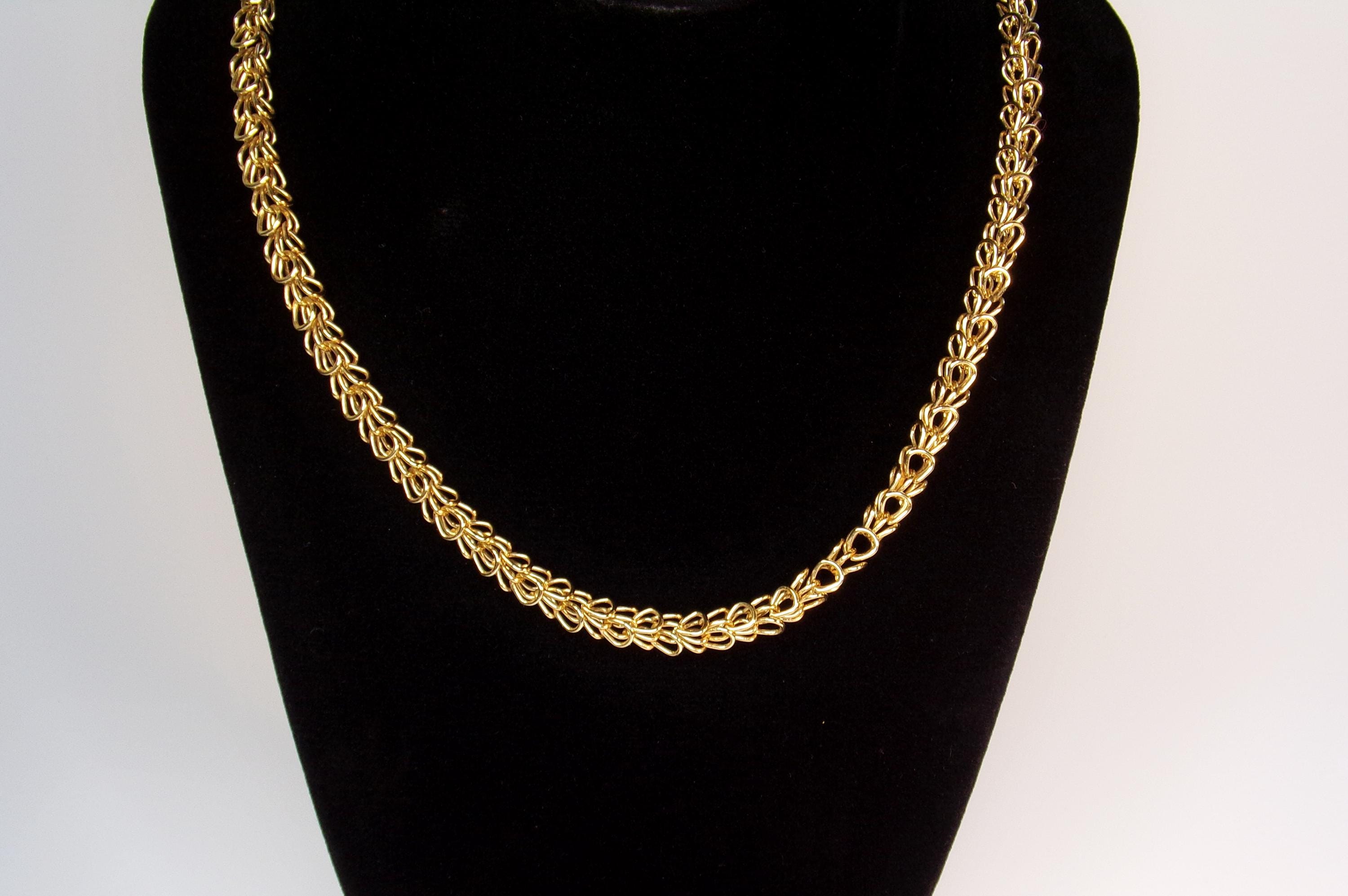 Vintage gold Tone Byzantine Link Chain Necklace by Trifari, Vintage ...