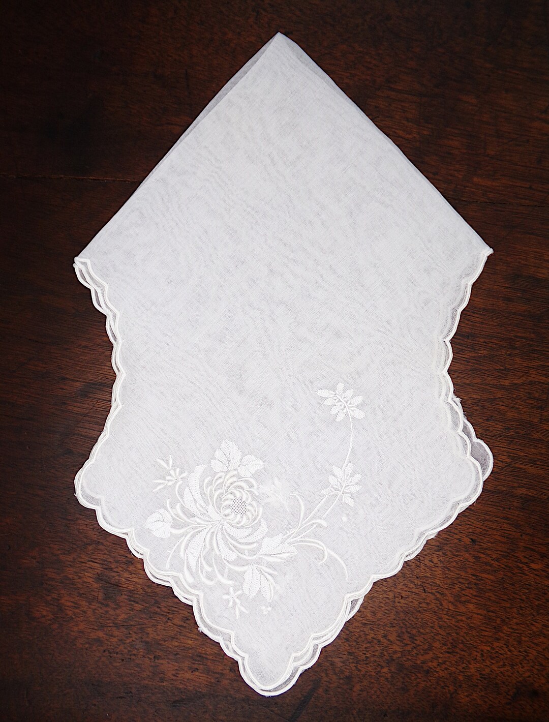 Vintage Organza Madeira Floral Embroidered Bread Roll Liner, Home Decor ...