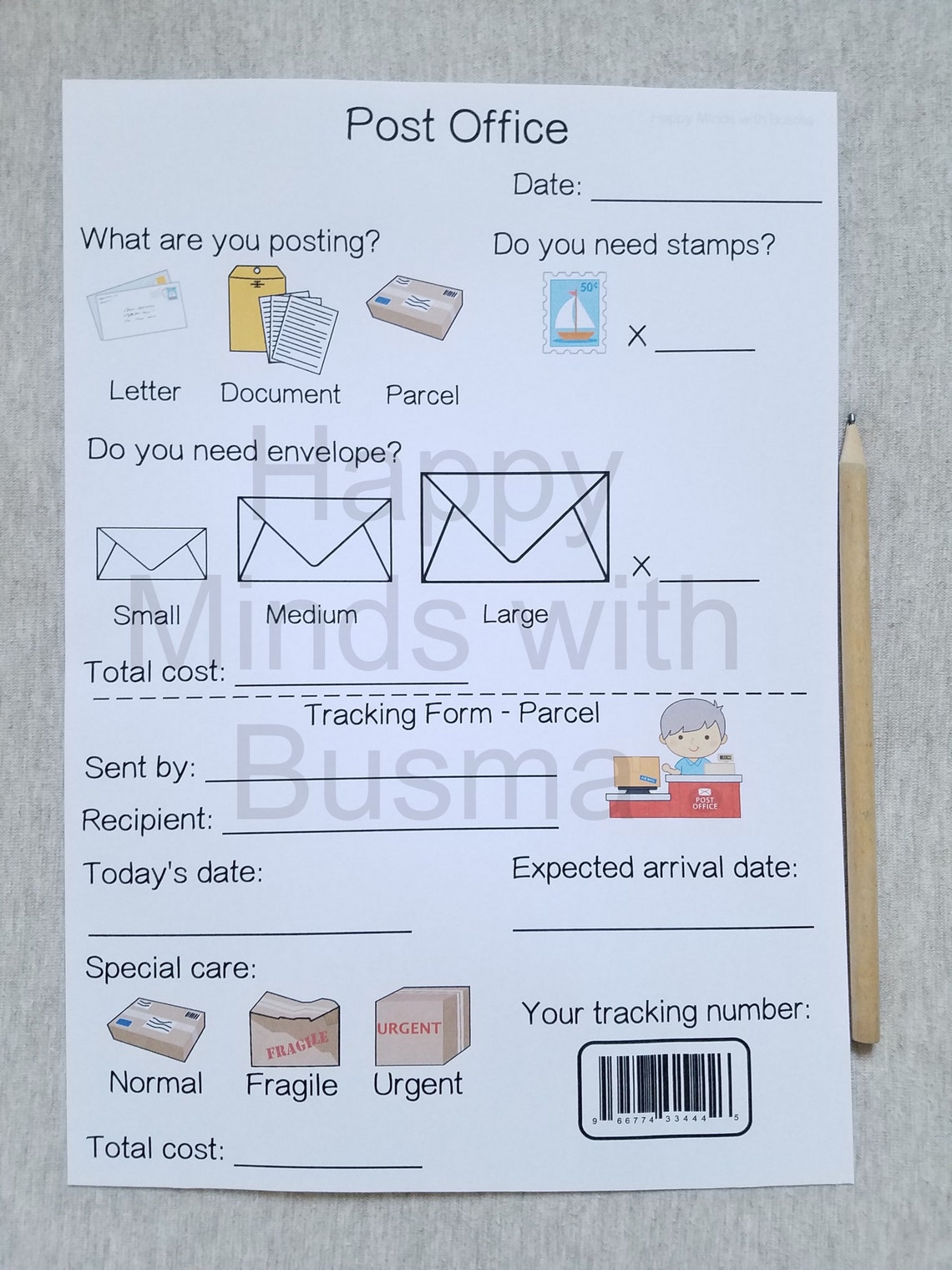 English | Pretend Play Post Office | Printable Kids Activities ...