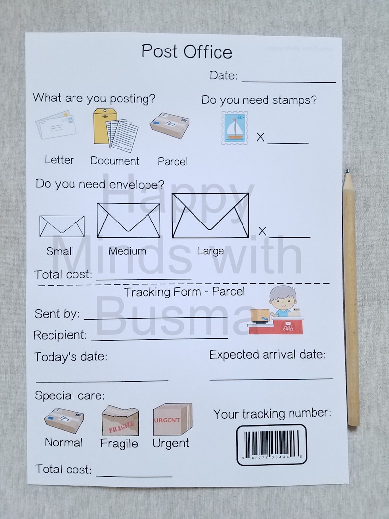 English | Pretend Play Post Office | Printable Kids Activities ...