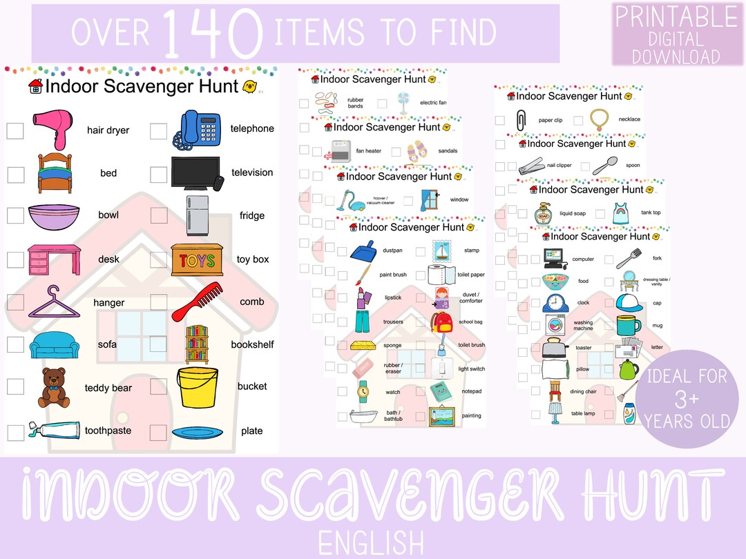 SUPER VALUE | Indoor Scavenger Hunt | Stay Home Kindergarten Preschool ...