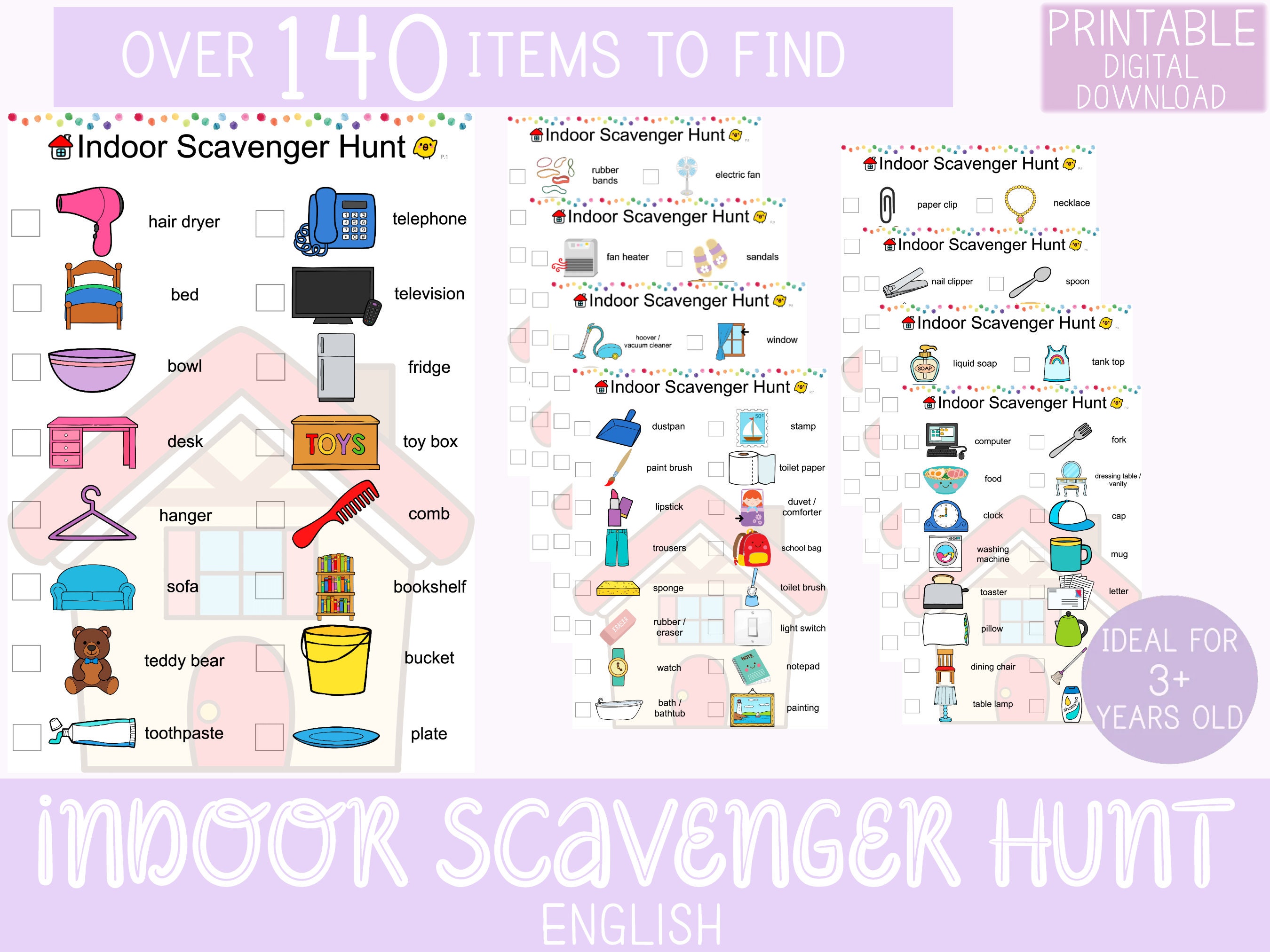 SUPER VALUE | Indoor Scavenger Hunt | Stay Home Kindergarten Preschool ...