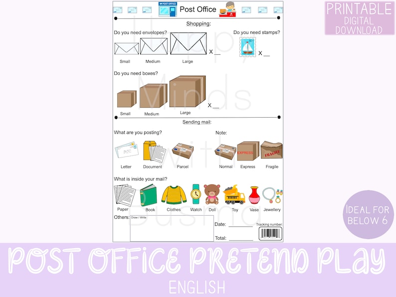 English | Pretend Play Post Office | Printable Kids Activities ...
