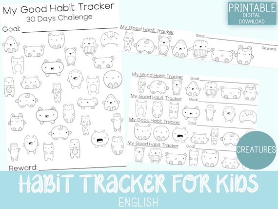 KIDS 30 Days Challenge Habit Tracker Kindness Chores | Etsy