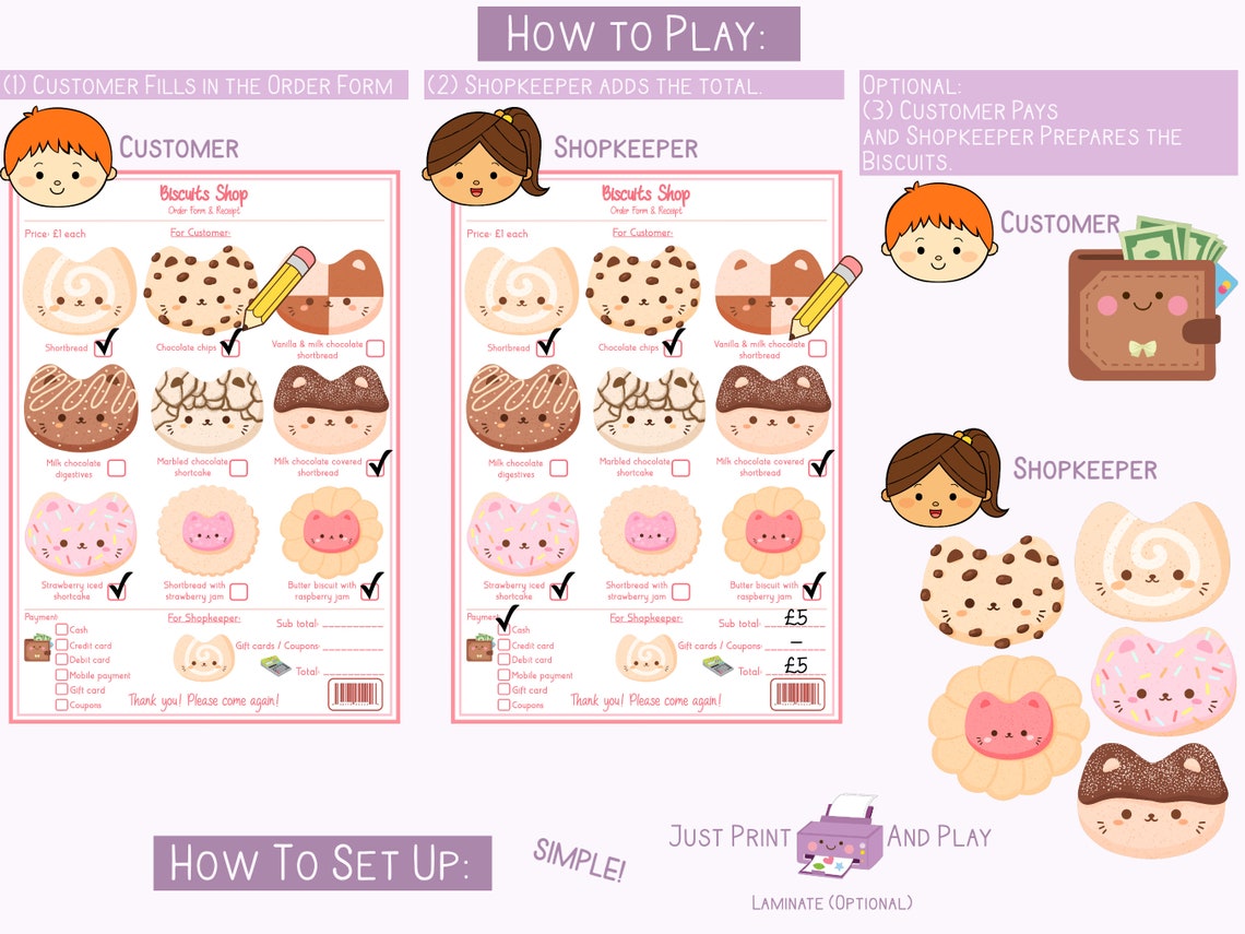 English Pretend Play Biscuits Shop Printable Kids Activities Preschool ...