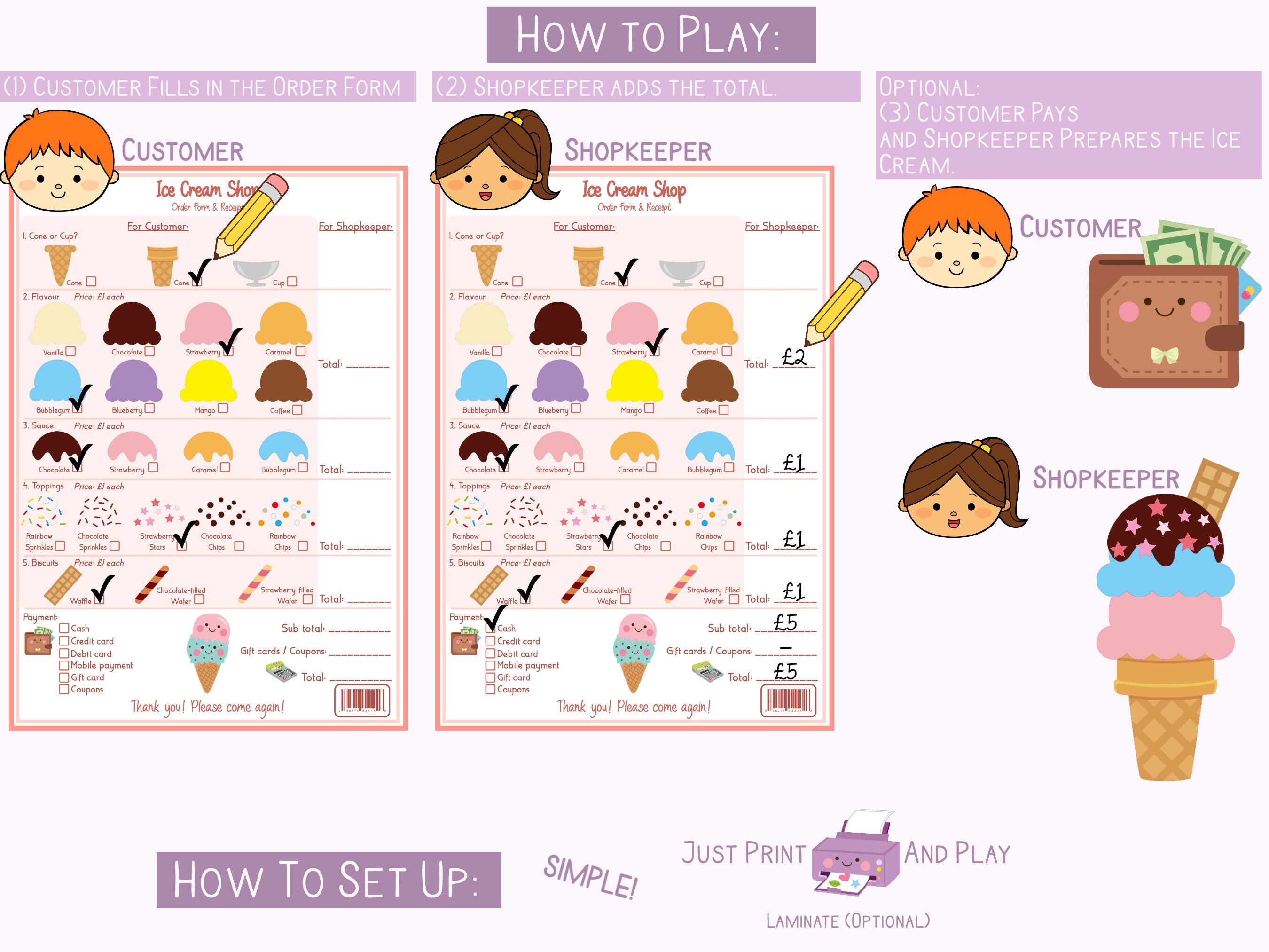 English | Pretend Play Ice Cream Shop | Printable Kids Activities ...