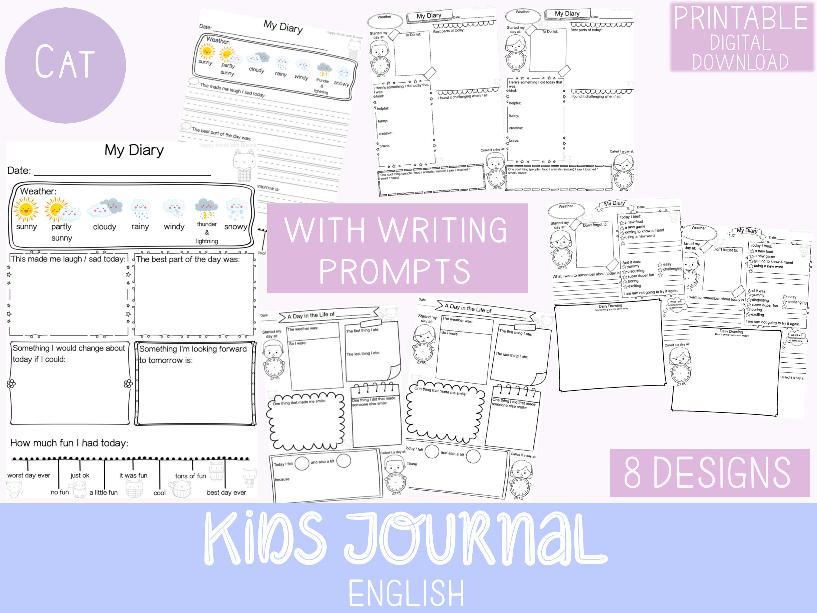 Kids Daily Journal With Writing Prompts | Kids Diary | Children Gift ...