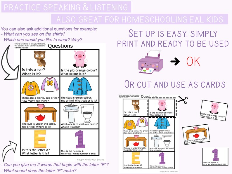 English Listening and Speaking Question Prompt Cards - Etsy