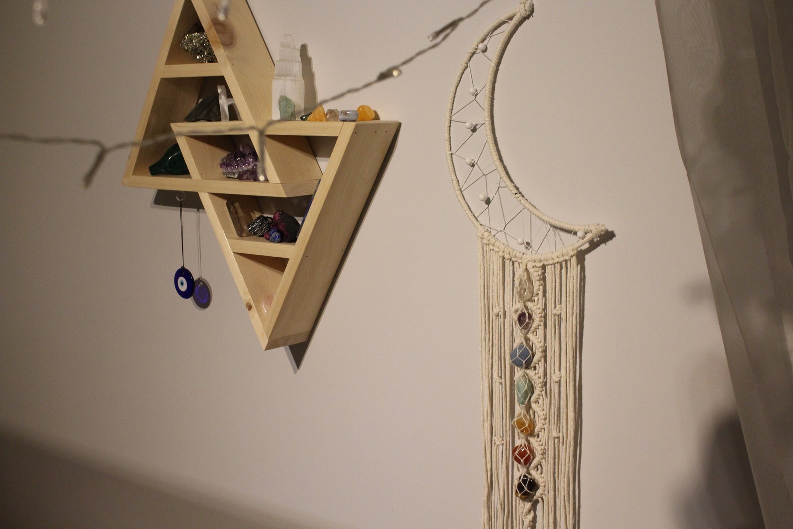Moon Crystal Wall Hanging Macrame Crystal Wall Decor Rainbow | Etsy