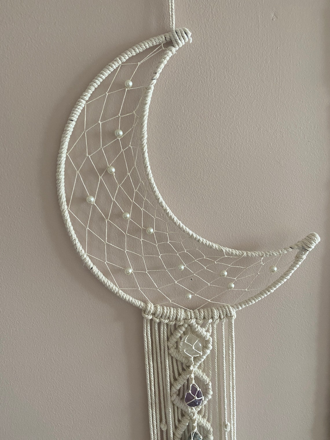 Moon Crystal Wall Hanging Macrame Crystal Wall Decor Rainbow - Etsy