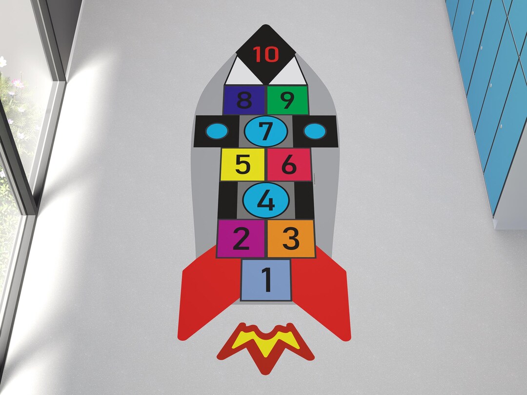 Rocket Hopscotch - Floor Game Sticker PVC Antislip Coating / School ...