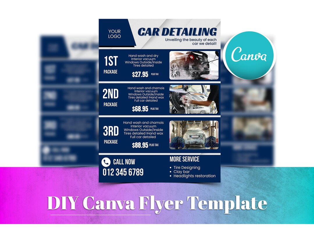 Car Wash Flyer, Automotive Services Price List Design, DIY Canva Car ...