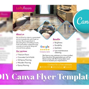 Epoxy Flooring Flyer, DIY Canva Flooring Service Template, Editable ...