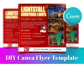 Christmas Light Installation Service Flyer, DIY Canva Editable ...