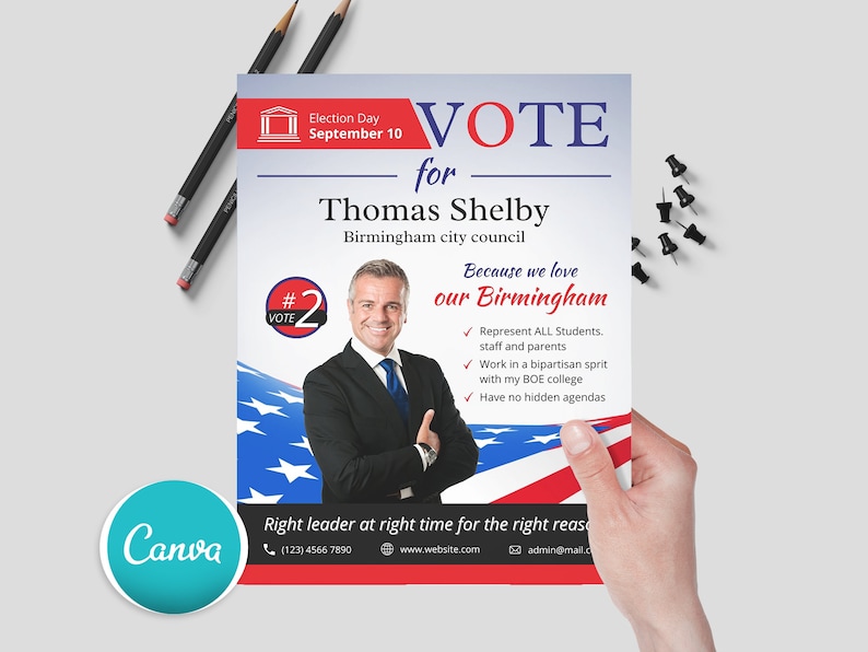 Election Flyer, Printable Election Card Design, DIY Canva Election ...