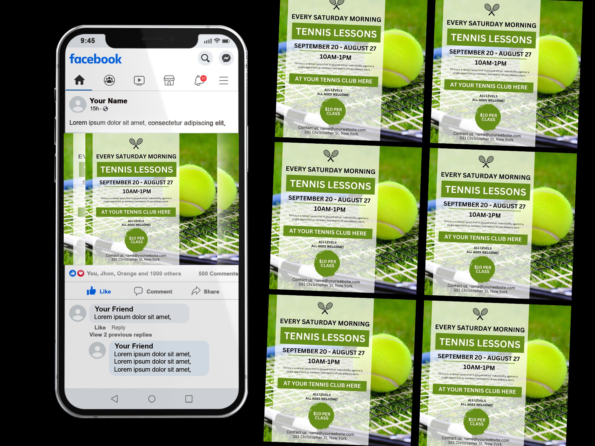 Tennis Lessons Flyer, Tennis Academy Flyer, Editable Flyer ,canva ...