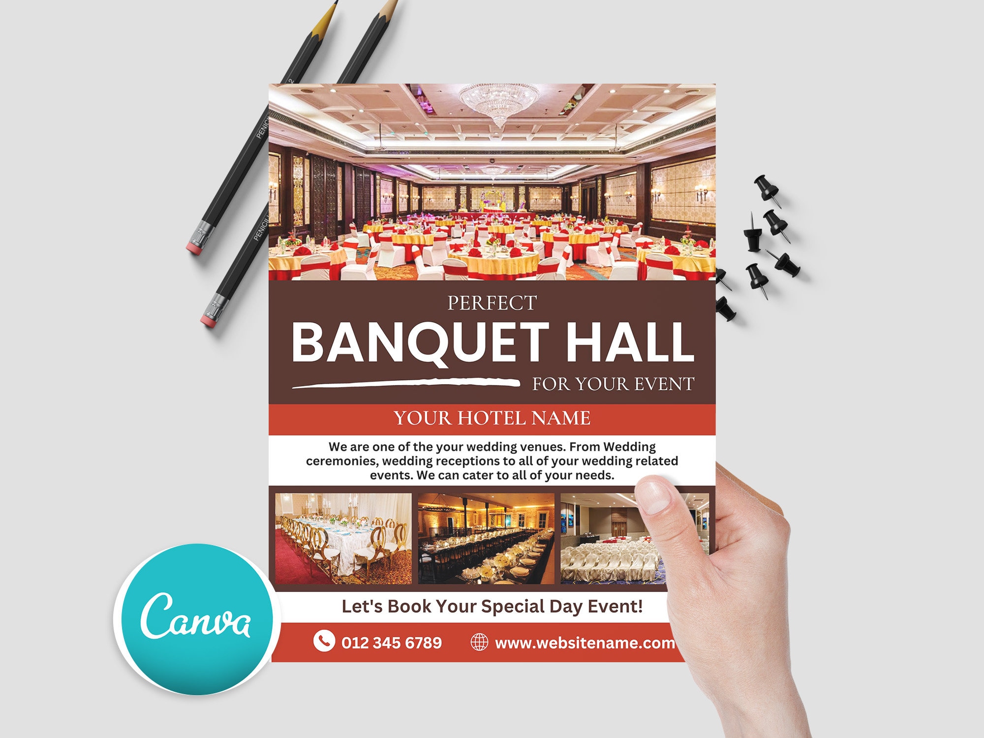 Banquet Flyer, Event Venue, Editable Flyer Design, DIY Canva Poster ...