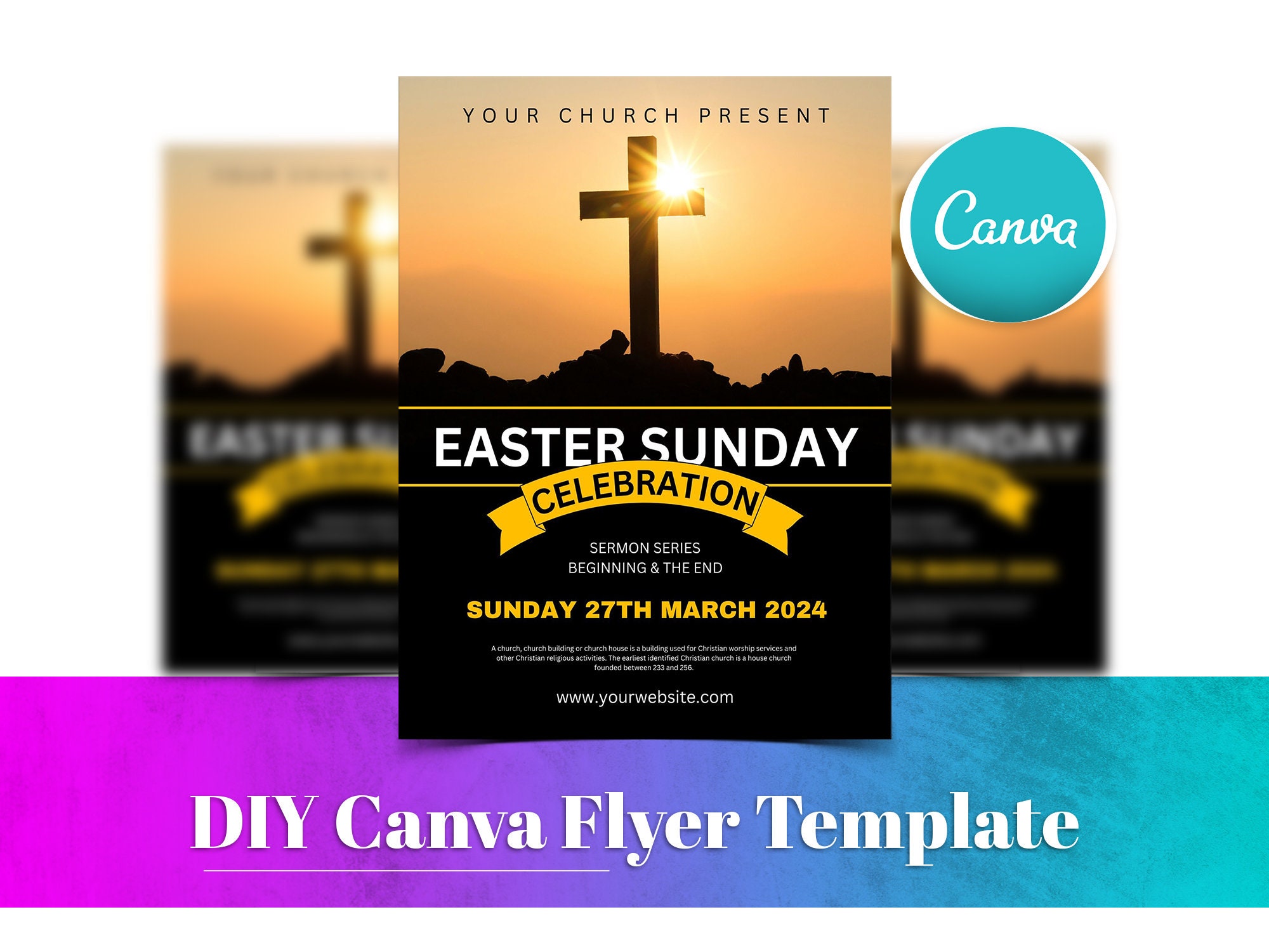 Church Flyer, Church Event Flyer, DIY Canva Church Program Flyer ...
